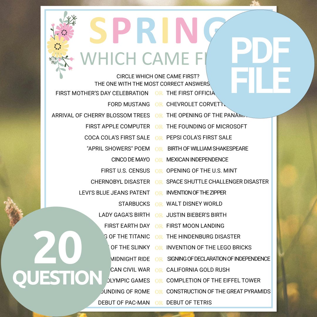 Spring Which Came First Game | Printable Spring Trivia Game | Family ...