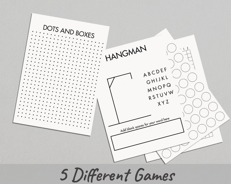 Pen and Paper Printable Games Travel Games Dry Erase Travel Games Tic ...