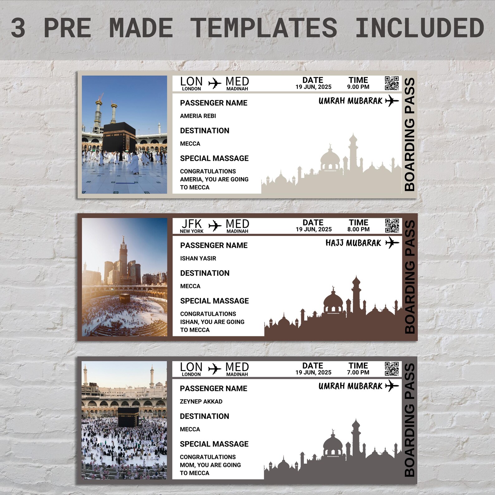 Hajj Boarding Pass | Editable Umrah Mubarak Boarding Pass | Editable ...