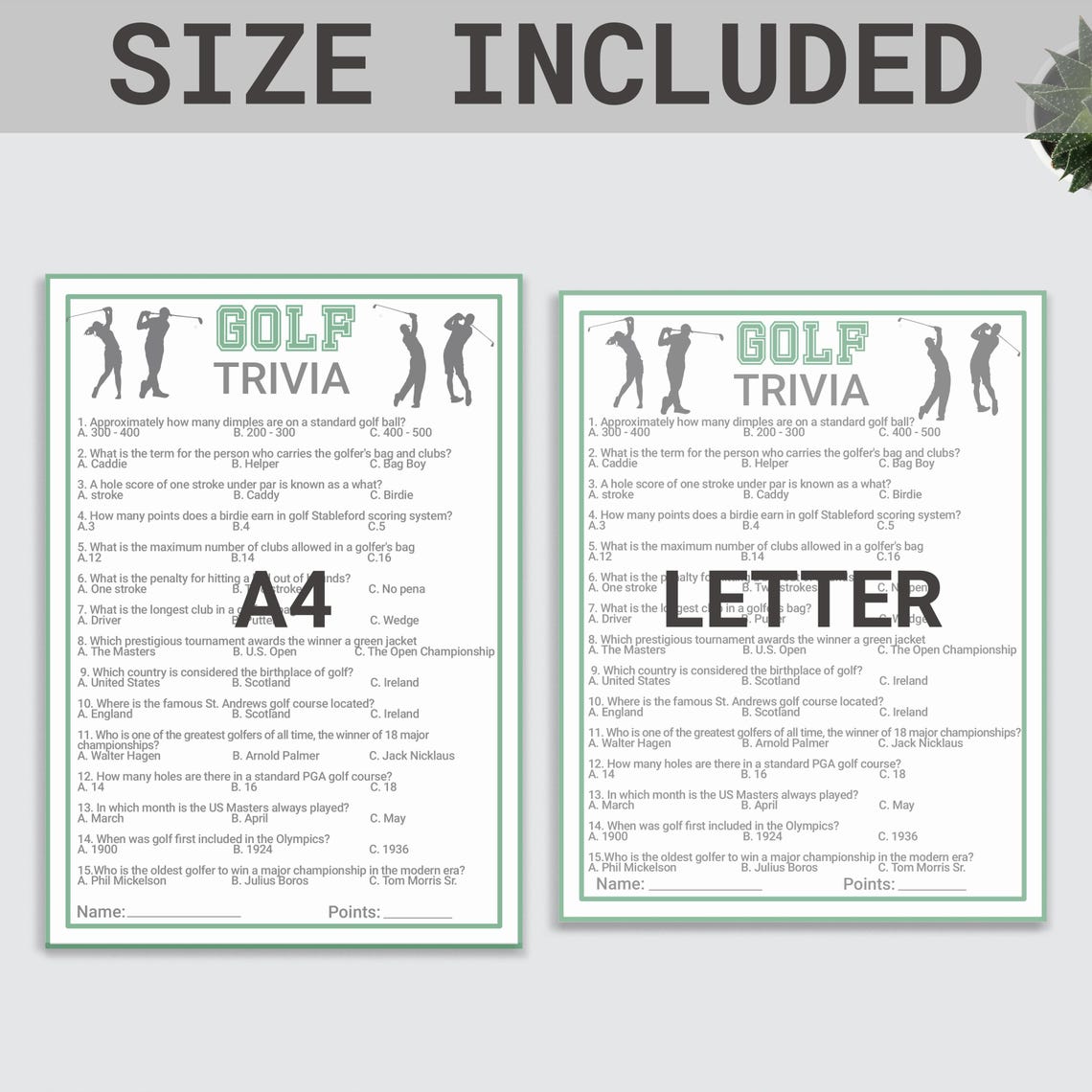 Golf Trivia Game | Golf Team Party Game | Printable Golf Party Game ...