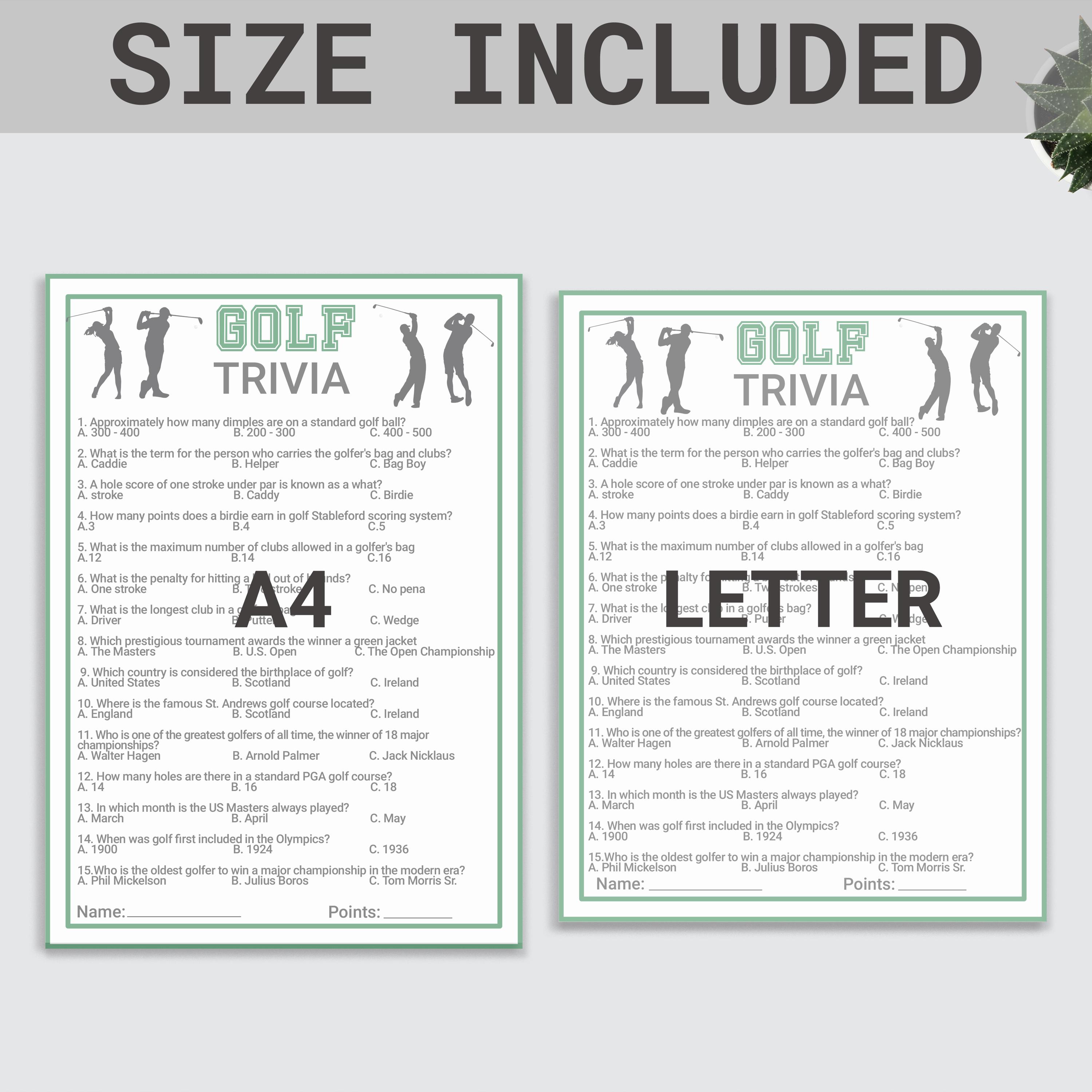 Golf Trivia Game | Golf Team Party Game | Printable Golf Party Game ...