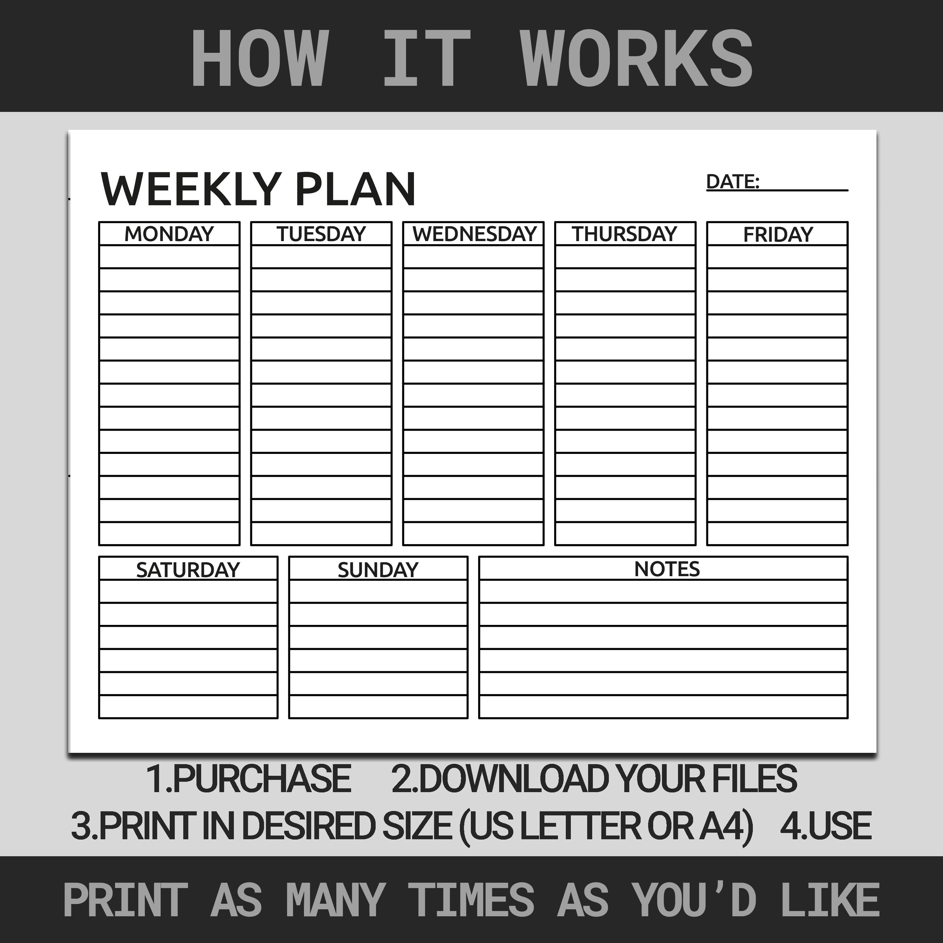 Weekly Schedule Template | Weekly Planner Printable | Weekly Planner ...