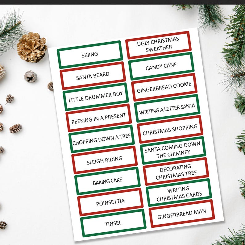 Christmas Party Games | Christmas Charades | Christmas Printable Game ...