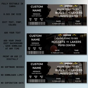 Custom Basketball Tickets | Printable Basketball Tickets Canva Template ...