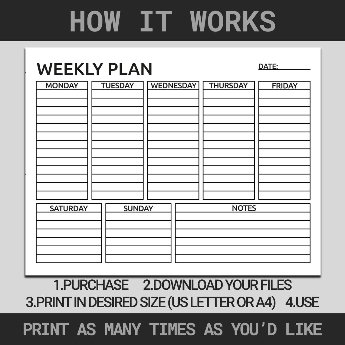 Weekly Schedule Template Weekly Planner Printable Weekly Planner ...