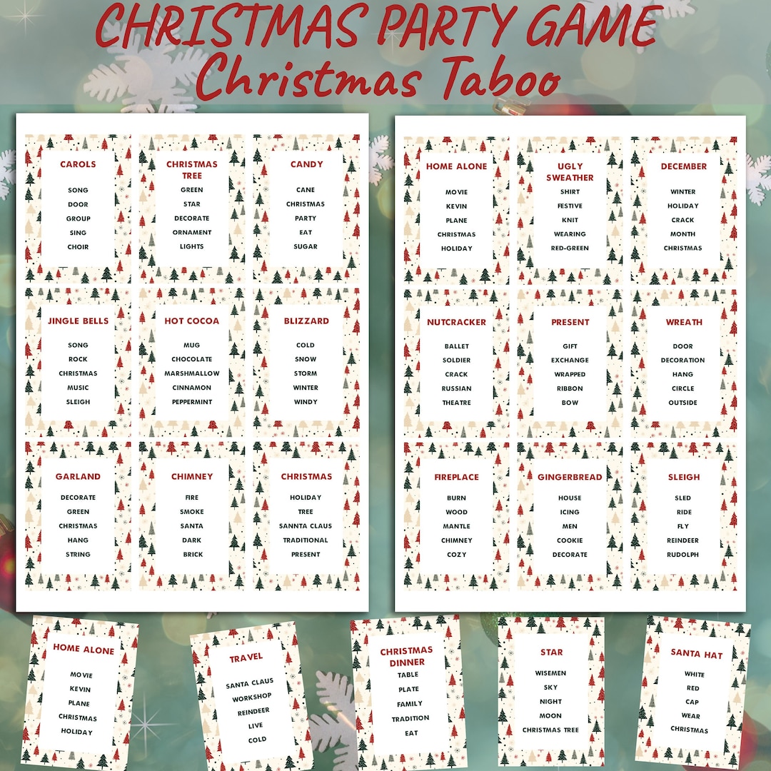Christmas Taboo Game Christmas Forbidden Words Printable Christmas ...