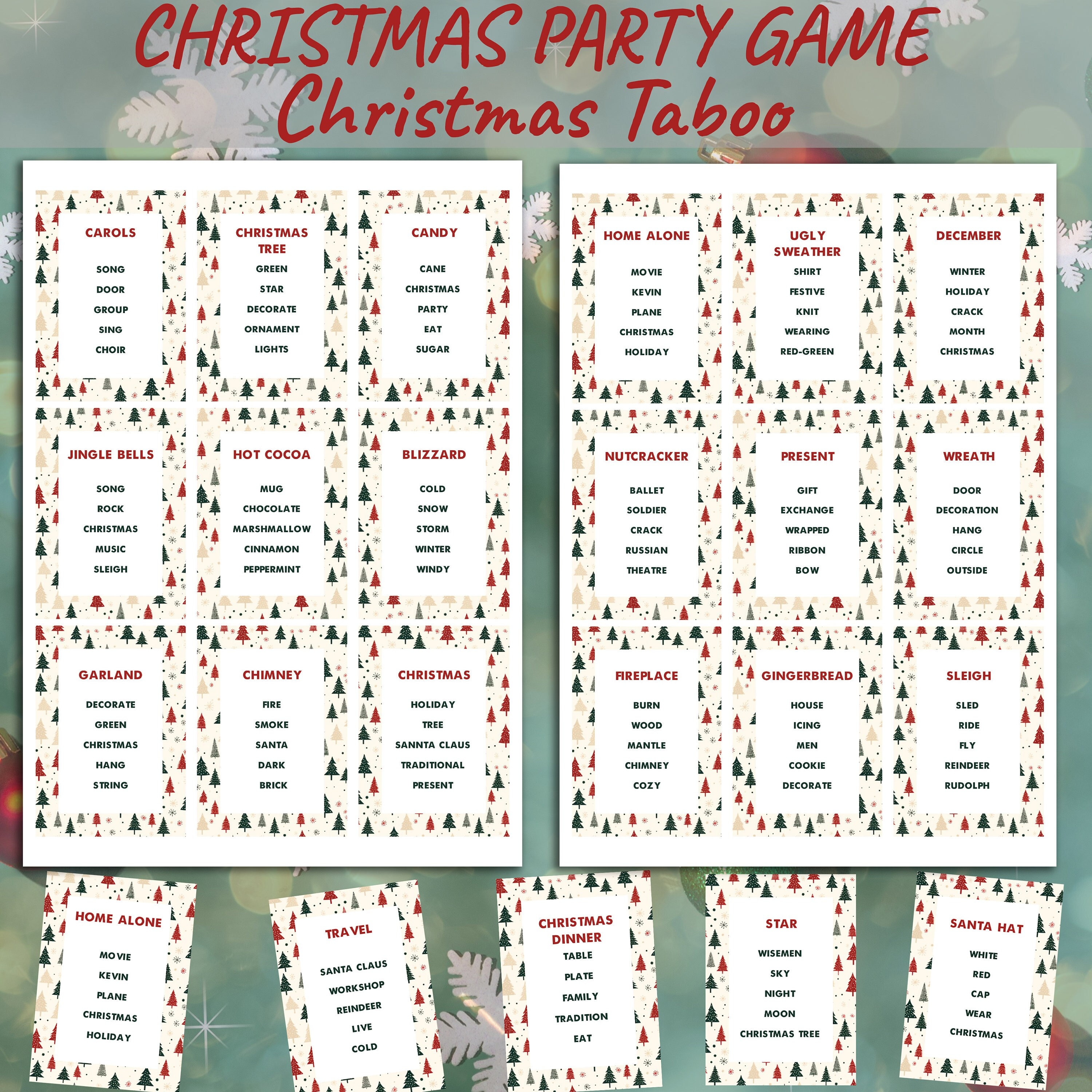 Christmas Taboo Game Christmas Forbidden Words Printable Christmas ...