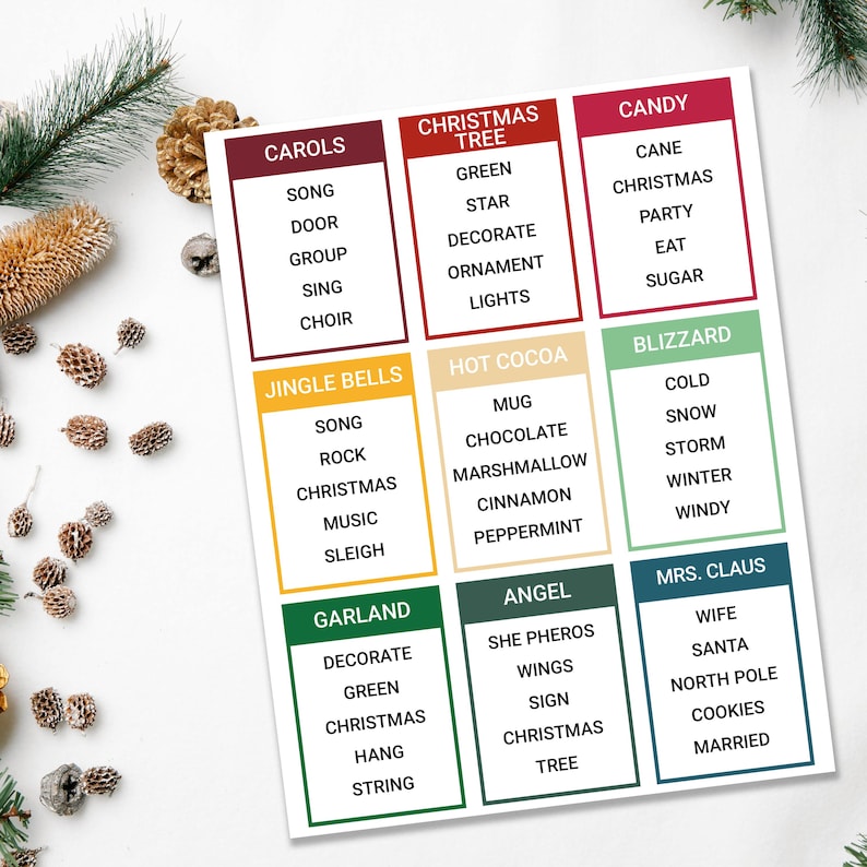 Christmas Taboo Game | Christmas Forbidden Words | Printable Christmas ...