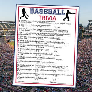 Baseball Trivia Game | Printable Baseball Trivia Game | Sports Trivia ...