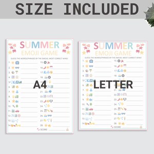Summer Emoji Game | Summer Emoji Pictionary Game | Printable Summer ...