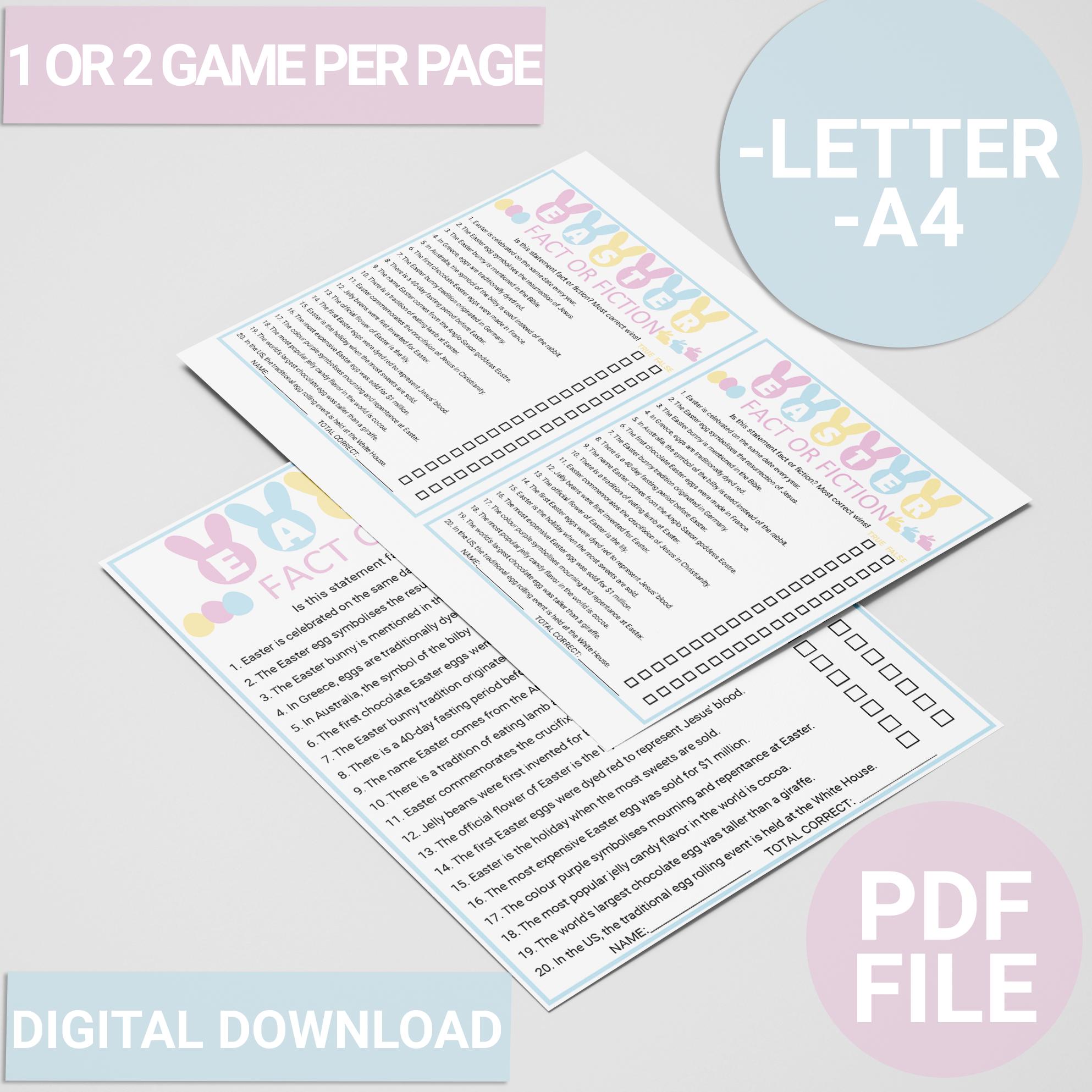 Easter Fact or Fiction Games | Easter Party True or False Quiz ...