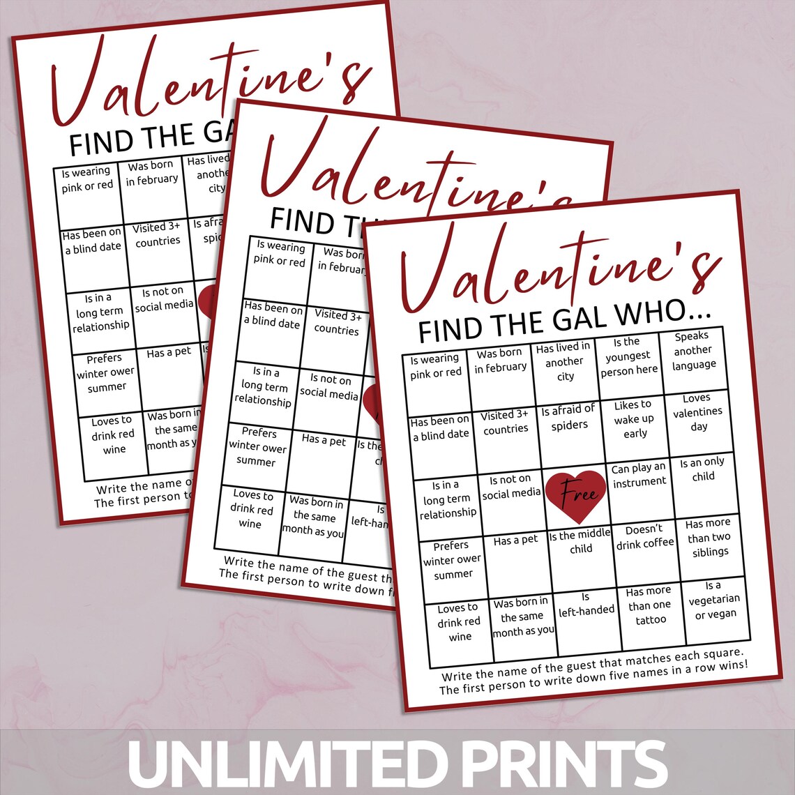 Valentines Day Find the Guest Bingo Game | Valentine's Get to Know You ...