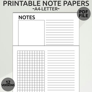Printable Notes Page | Notes Template | Note Taking | Writing Paper ...