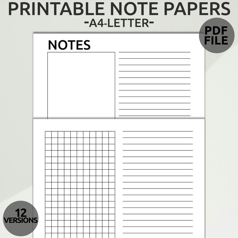 Printable Notes Page Notes Template Note Taking Writing Paper Lined ...