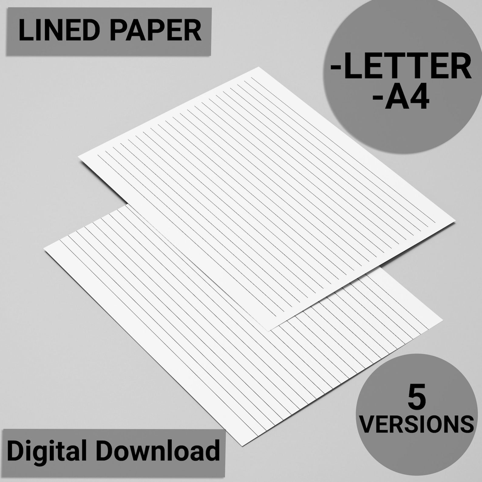Printable Lined Paper | Printable Note Paper | Digital Lined Paper ...