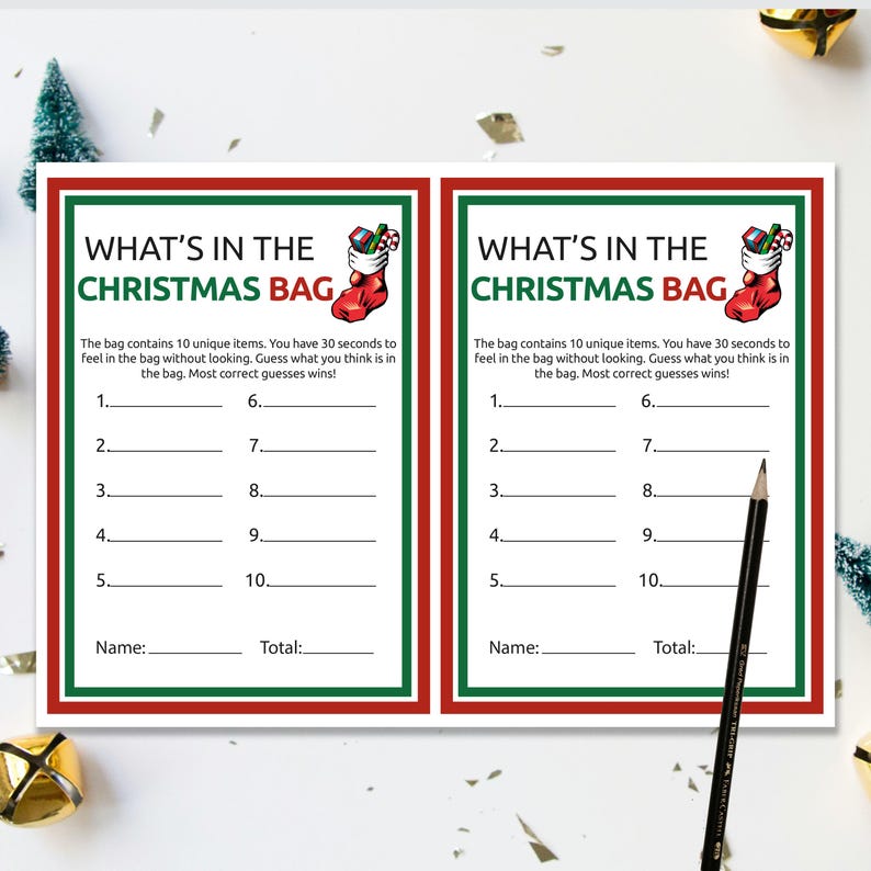 What's in the Bag Christmas Game | Printable Christmas Game | Fun ...