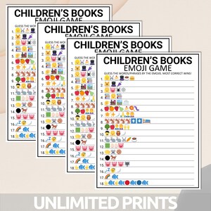 Children's Books Printable Emoji Quiz | Children's Book Emoji Game ...