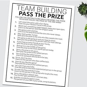 Team Building Games | Team Building Pass the Prize Game | Office Team ...