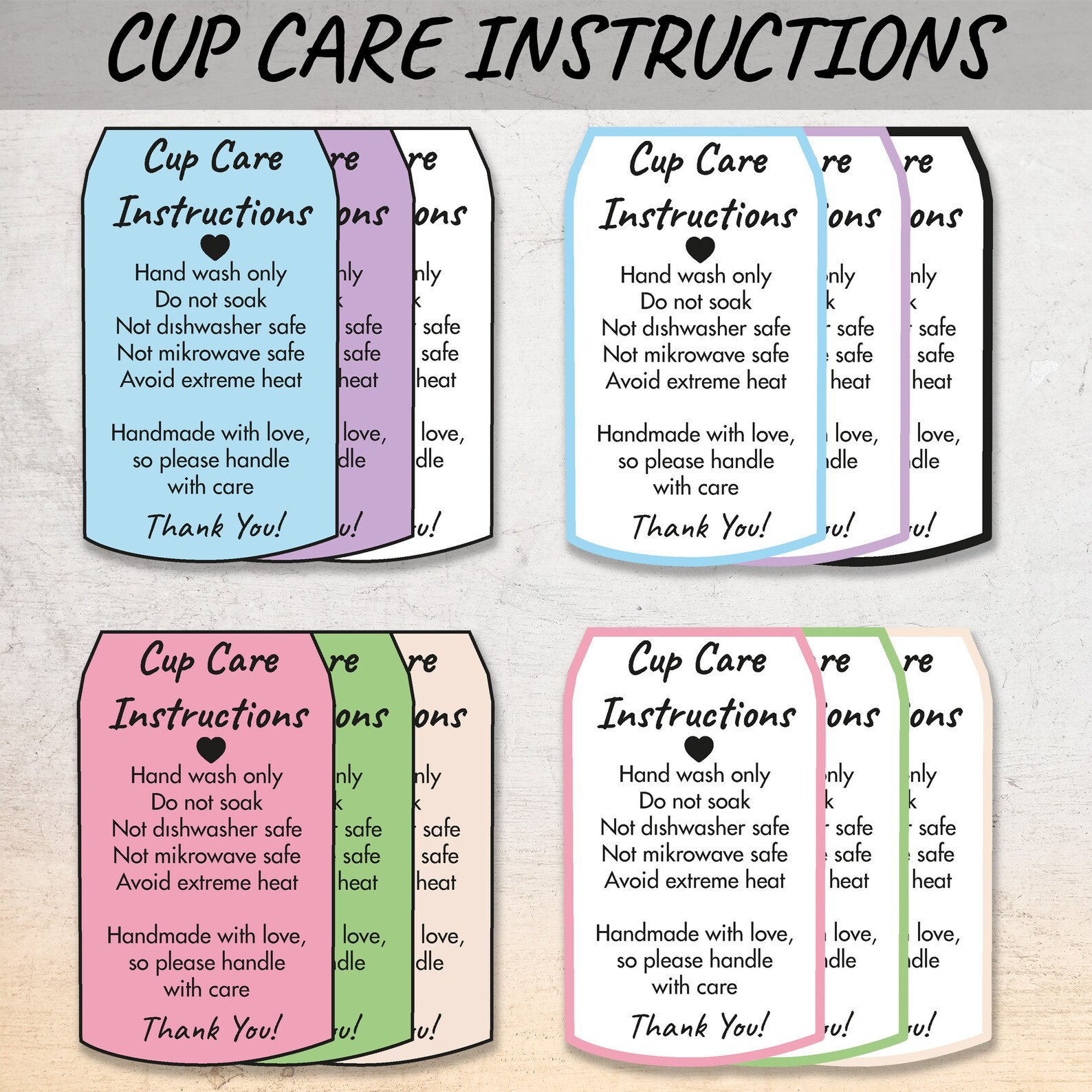 Cup Care Instructions Card Tumbler Cup Care Instructions Card Libbey ...