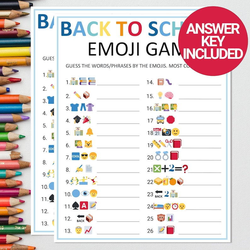 Back to School Emoji Game | School Emoji Quiz | First Day of School ...