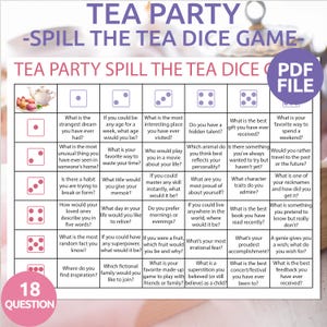 Spill the Tea Dice Game | Printable Spill the Tea Game | Ladies Tea ...