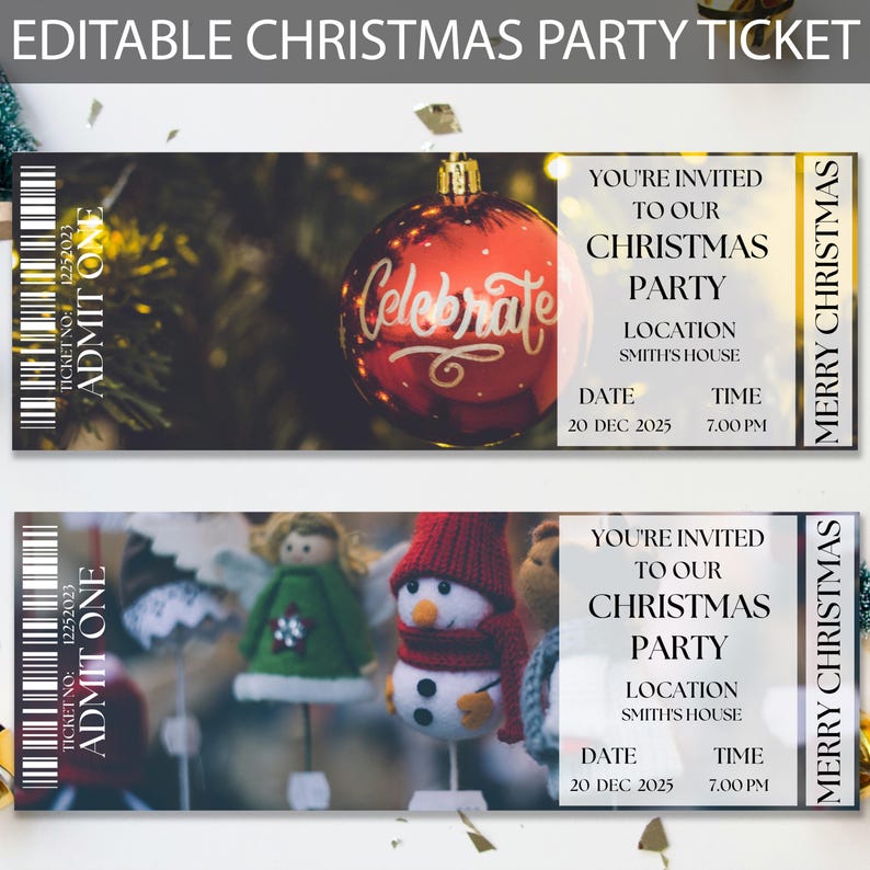 Christmas Party Ticket | Christmas Event Ticket | Christmas Party ...