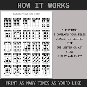 100 Bingo Patterns | Printable Fun Bingo Party Game | Bingo Winning ...