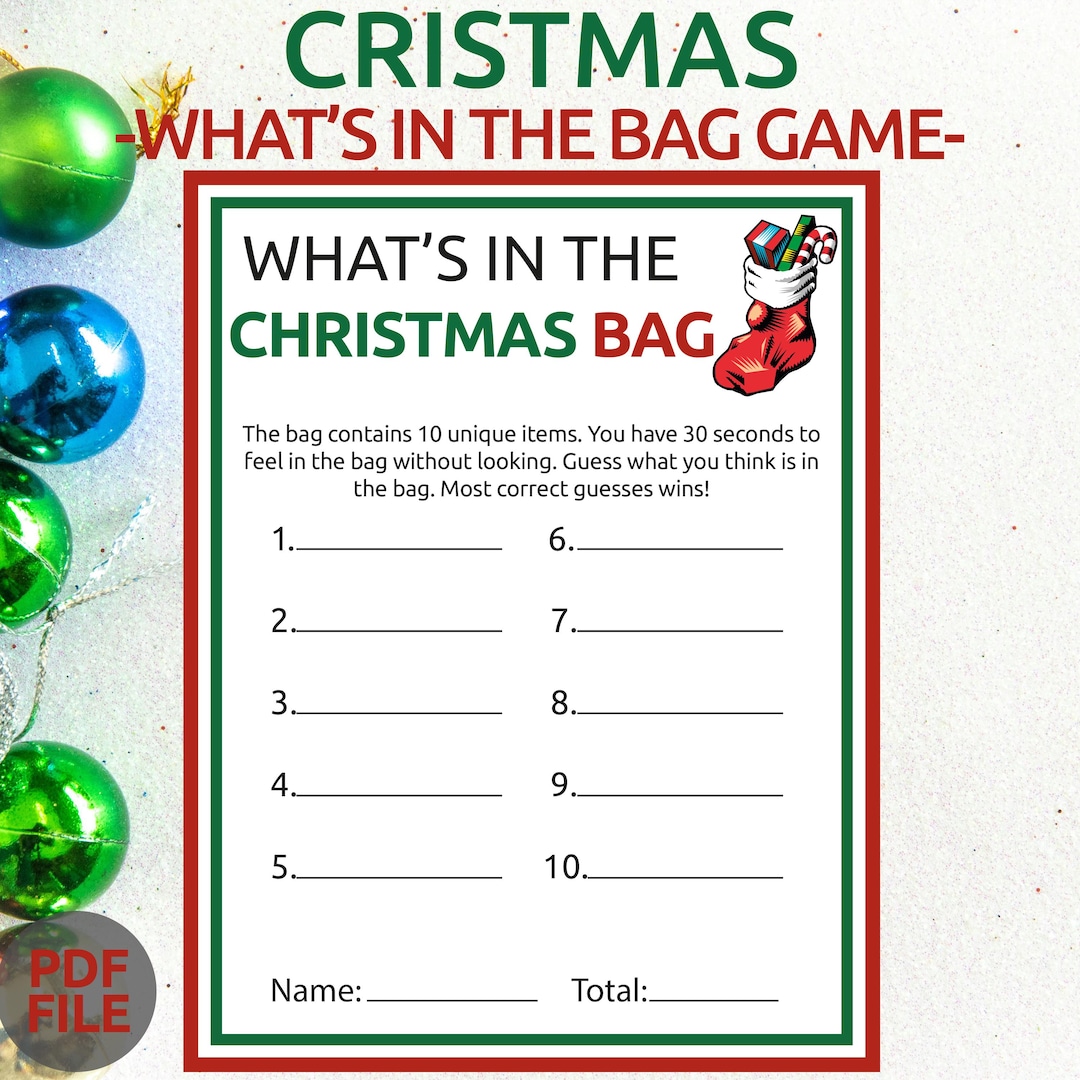 What's in the Bag Christmas Game | Printable Christmas Game | Fun ...