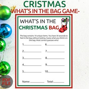 What's in the Bag Christmas Game | Printable Christmas Game | Fun ...