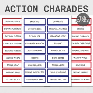 Printable Charades Game | Family Charades Game | Printable Charades for ...