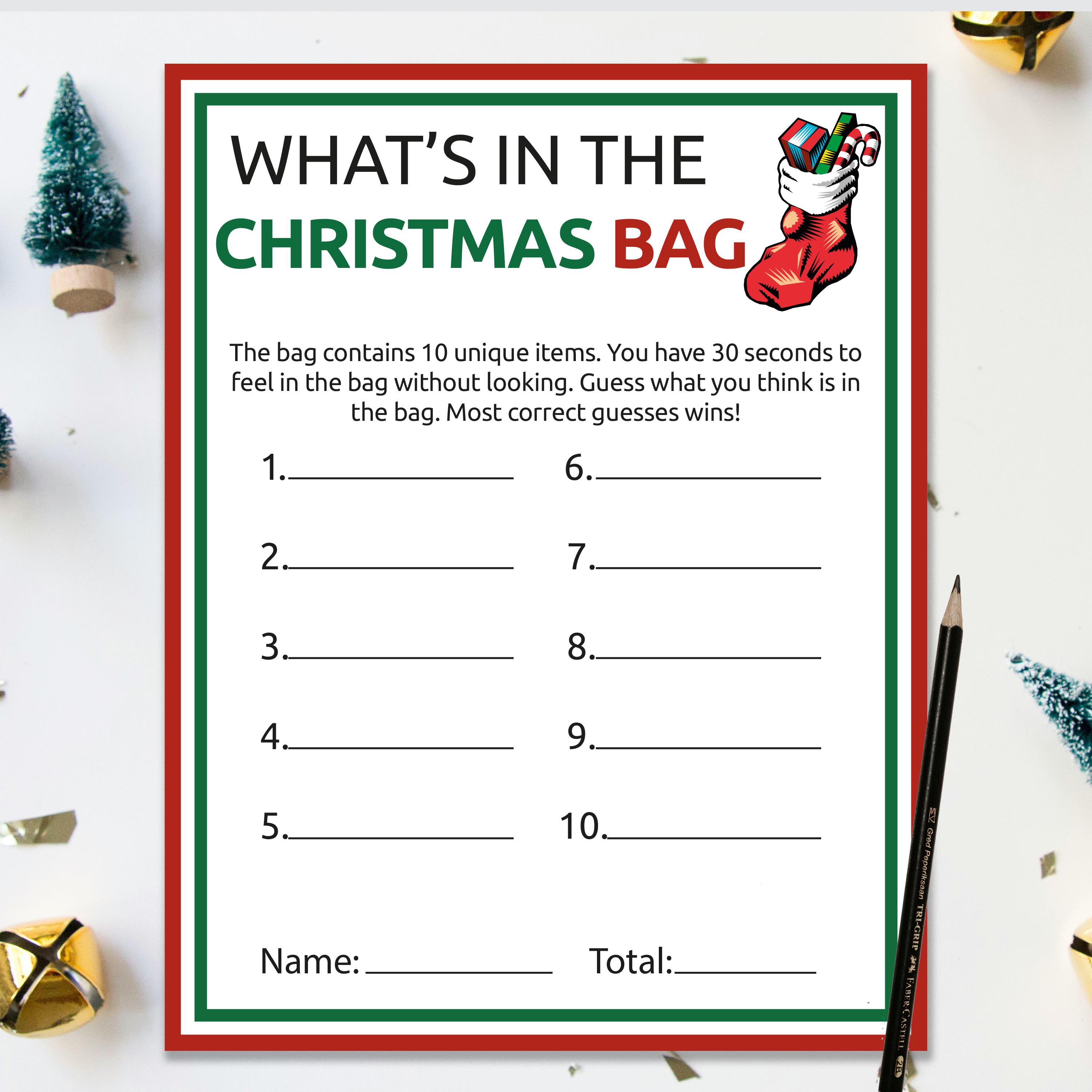 What's in the Bag Christmas Game | Printable Christmas Game | Fun ...