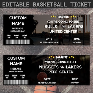 Custom Basketball Tickets | Printable Basketball Tickets Canva Template ...