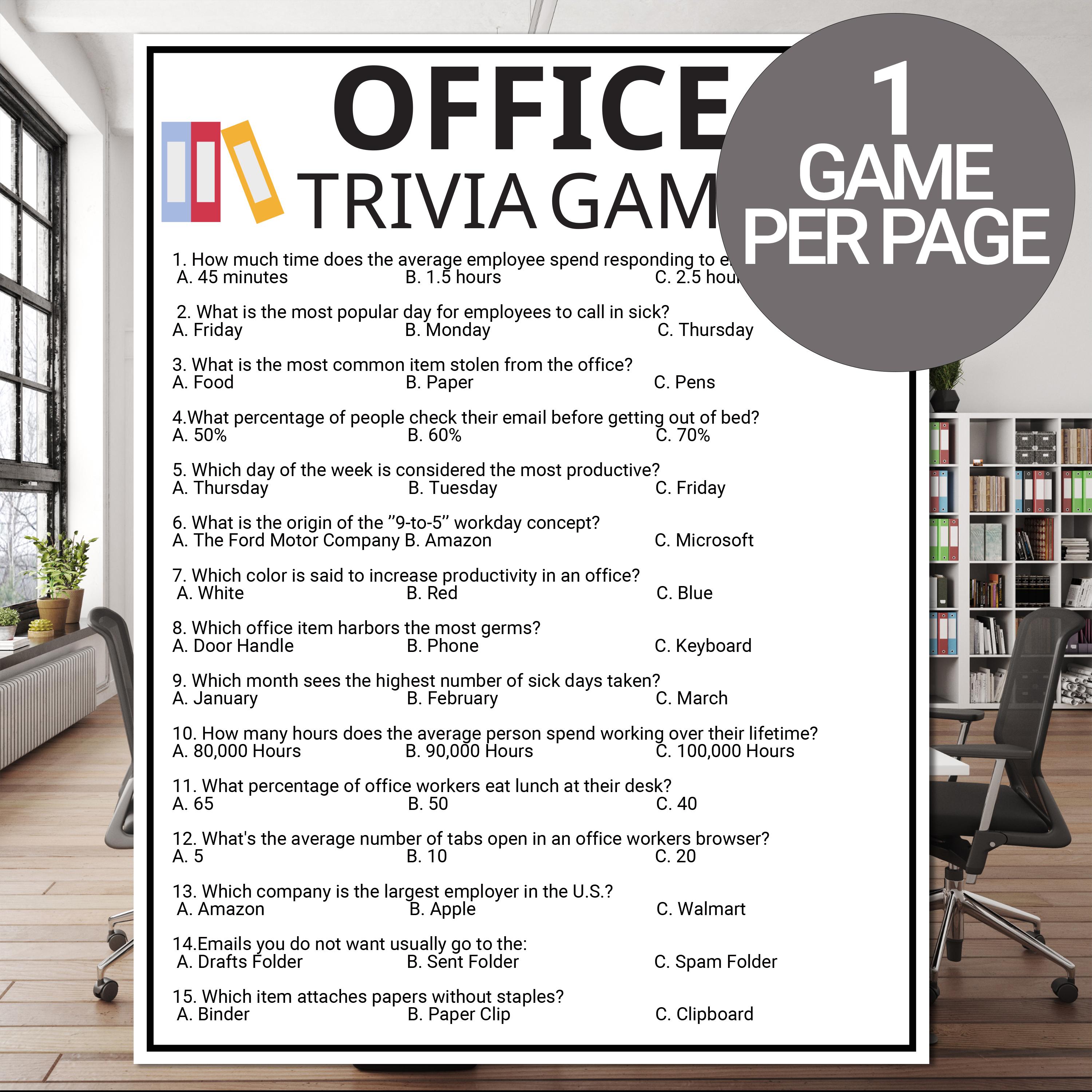 Office Trivia Game | Office Trivia Team Building Game | Office Party ...