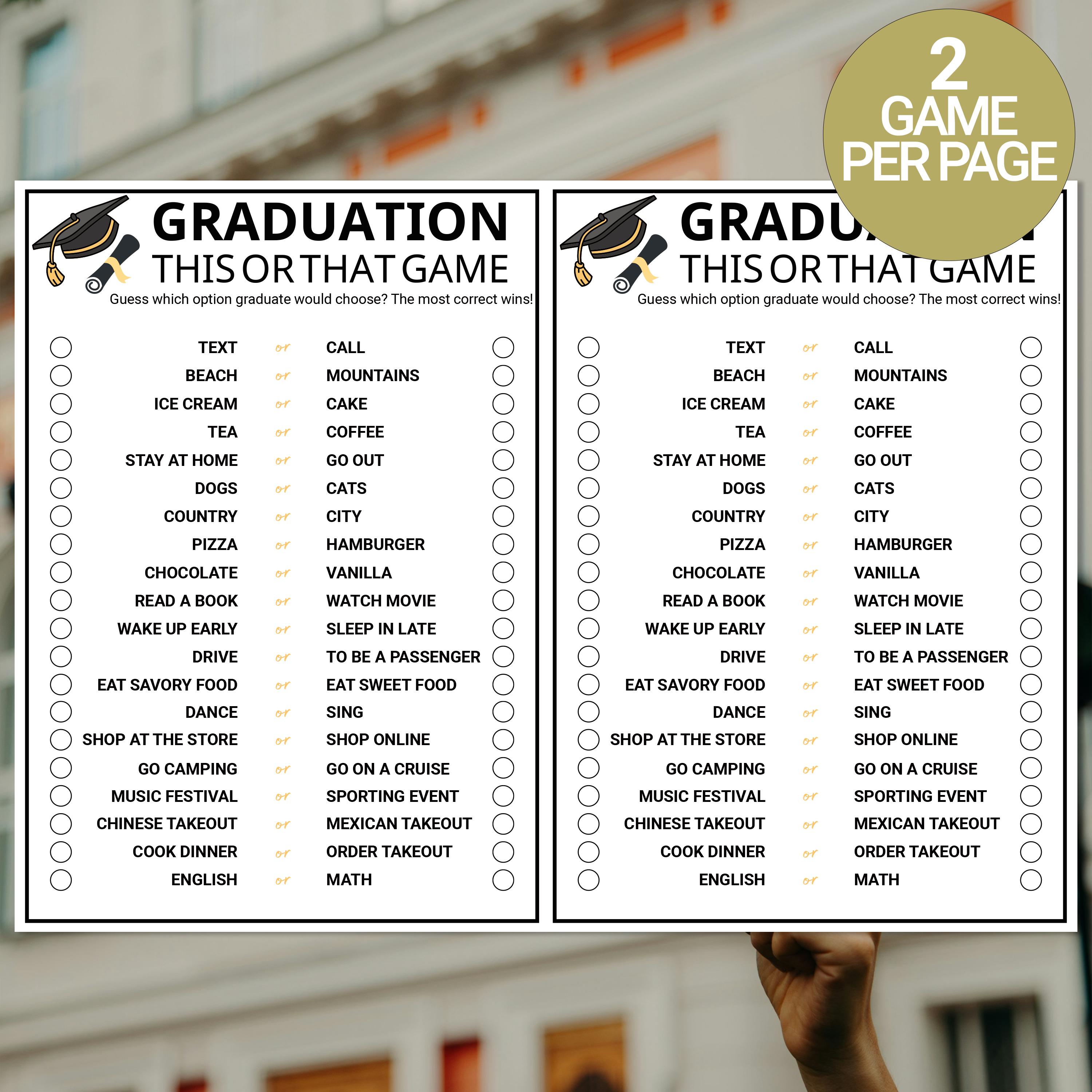 Graduation This or That Group Games | Would the Graduate Rather Game ...