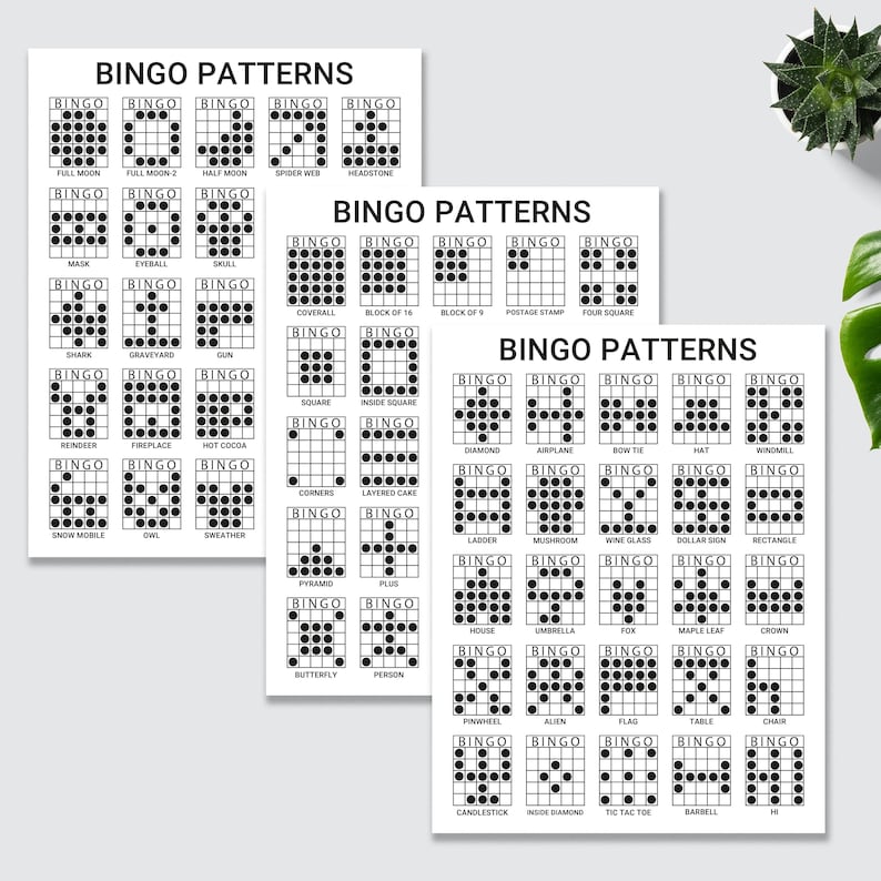 200 Bingo Patterns | Printable Fun Bingo Party Game | Bingo Winning ...