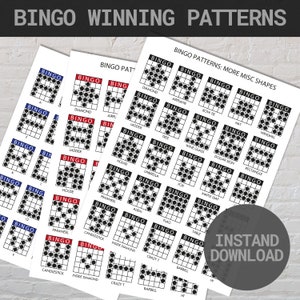 100 Bingo Patterns | Printable Fun Bingo Party Game | Bingo Winning ...