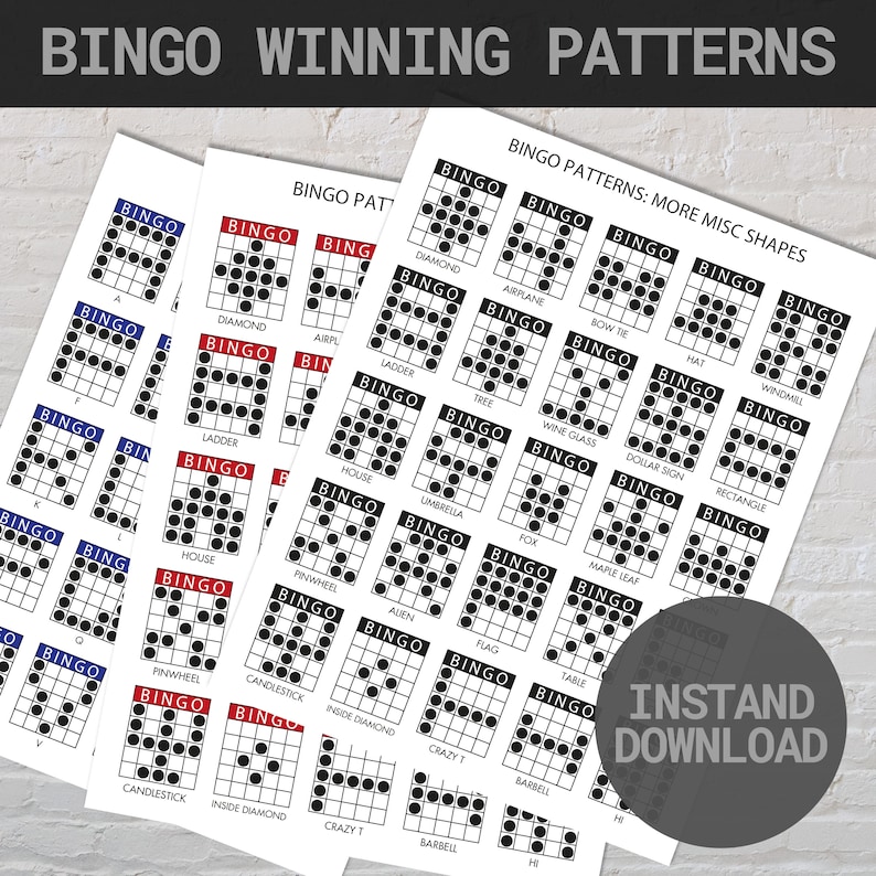 100 Bingo Patterns | Printable Fun Bingo Party Game | Bingo Winning ...
