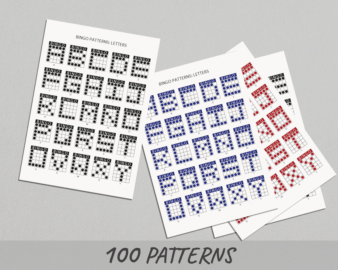 100 Bingo Patterns | Printable Fun Bingo Party Game | Bingo Winning ...