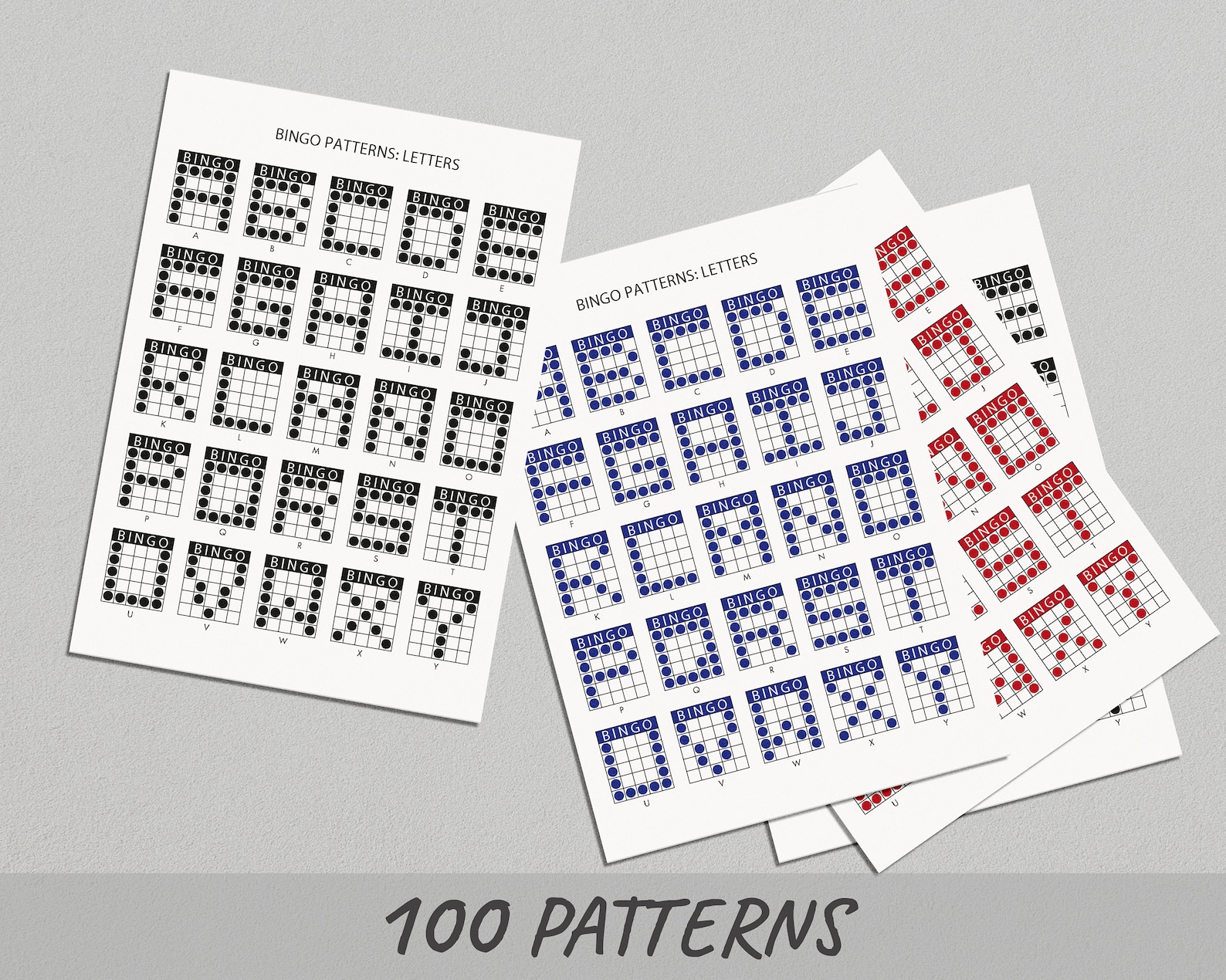 100 Bingo Patterns | Printable Fun Bingo Party Game | Bingo Winning ...