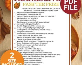 Thanksgiving Pass the Prize Game | Thanksgiving Pass the Present Game ...