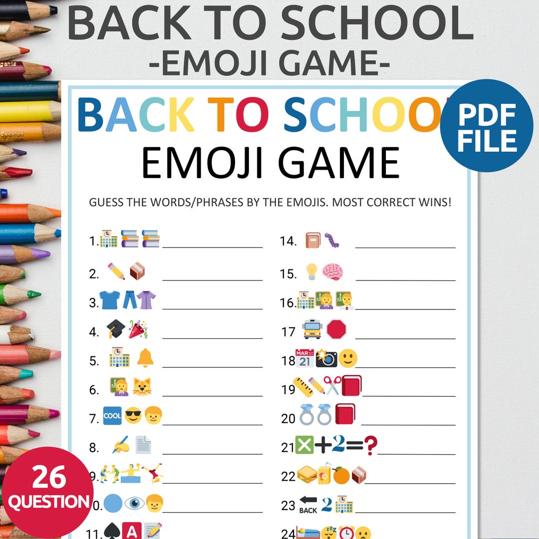 Back to School Emoji Game | School Emoji Quiz | First Day of School ...