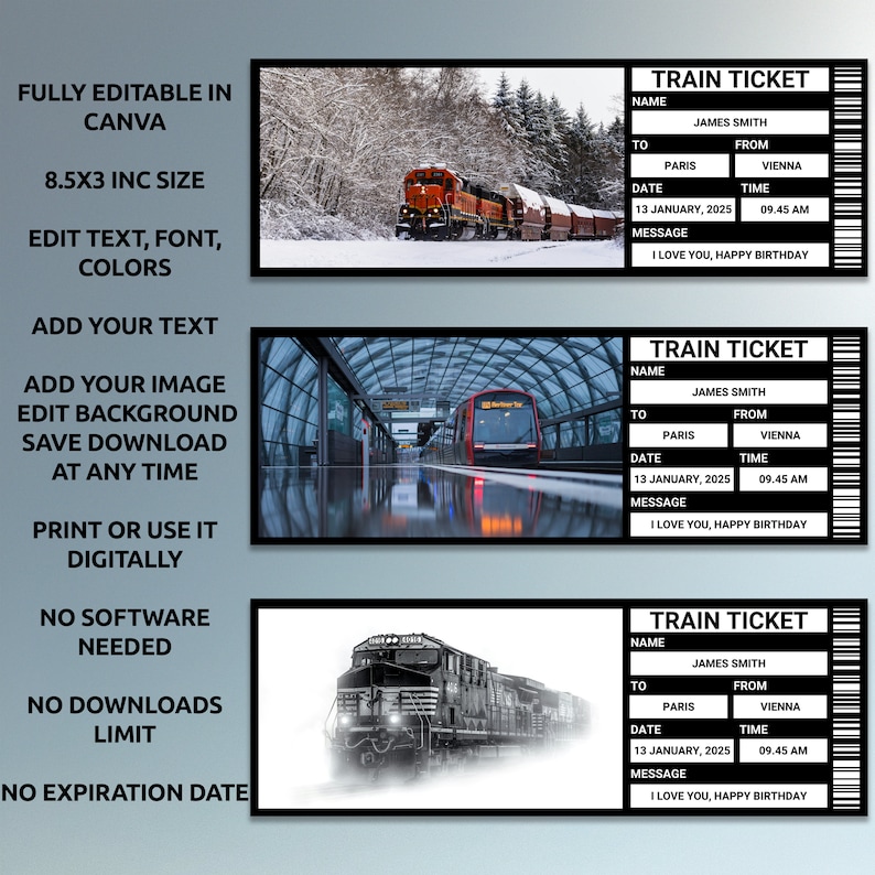 Train Ticket Template Train Ticket Editable Train Ticket Template ...