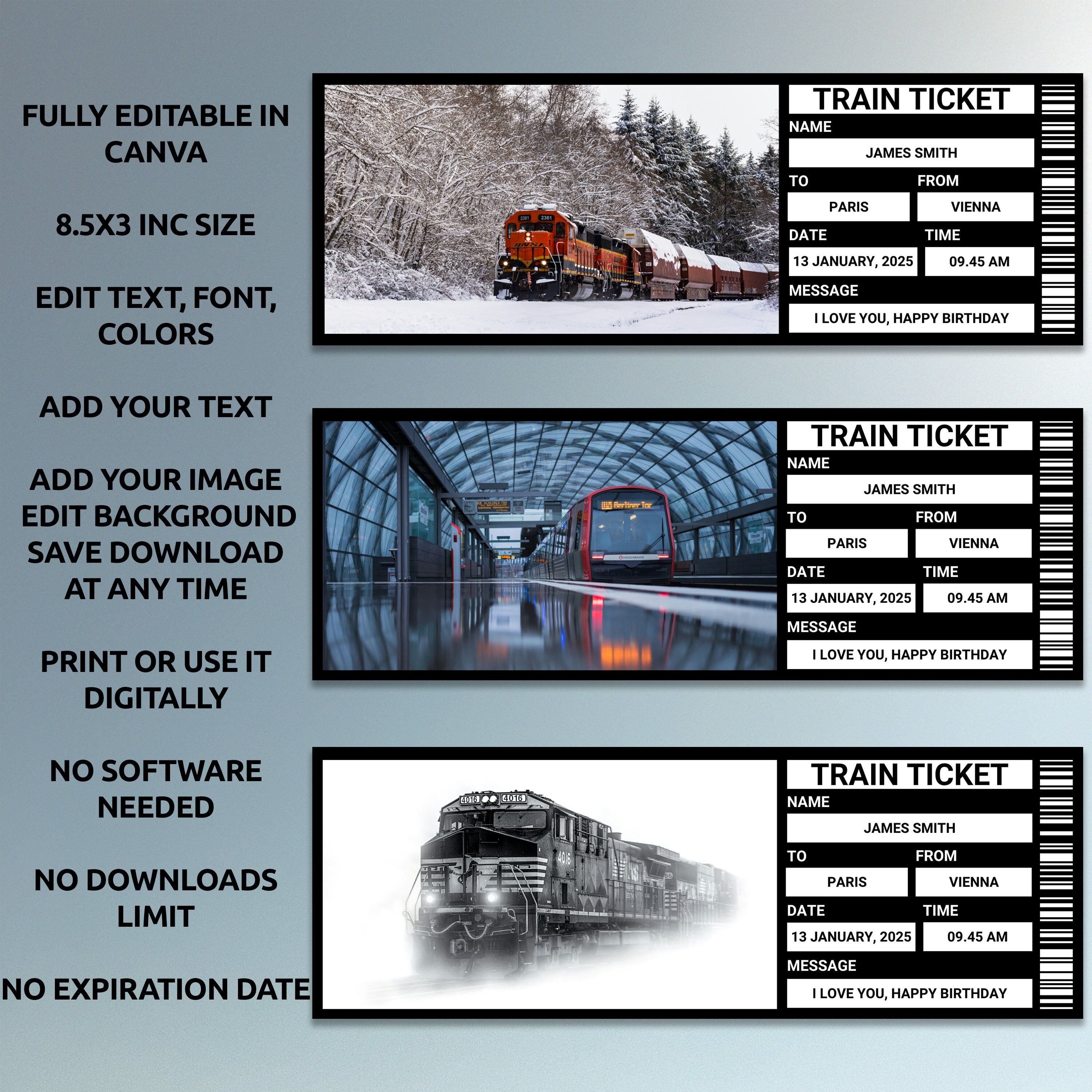 Train Ticket Template | Train Ticket | Editable Train Ticket Template ...