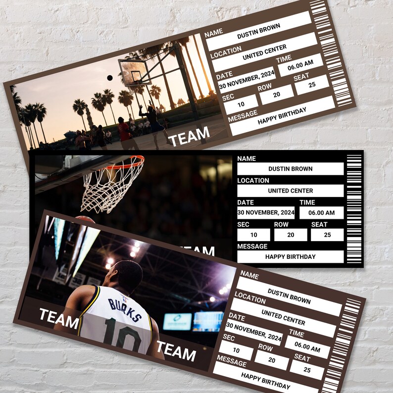 Custom Basketball Tickets | Printable Basketball Tickets Canva Template ...