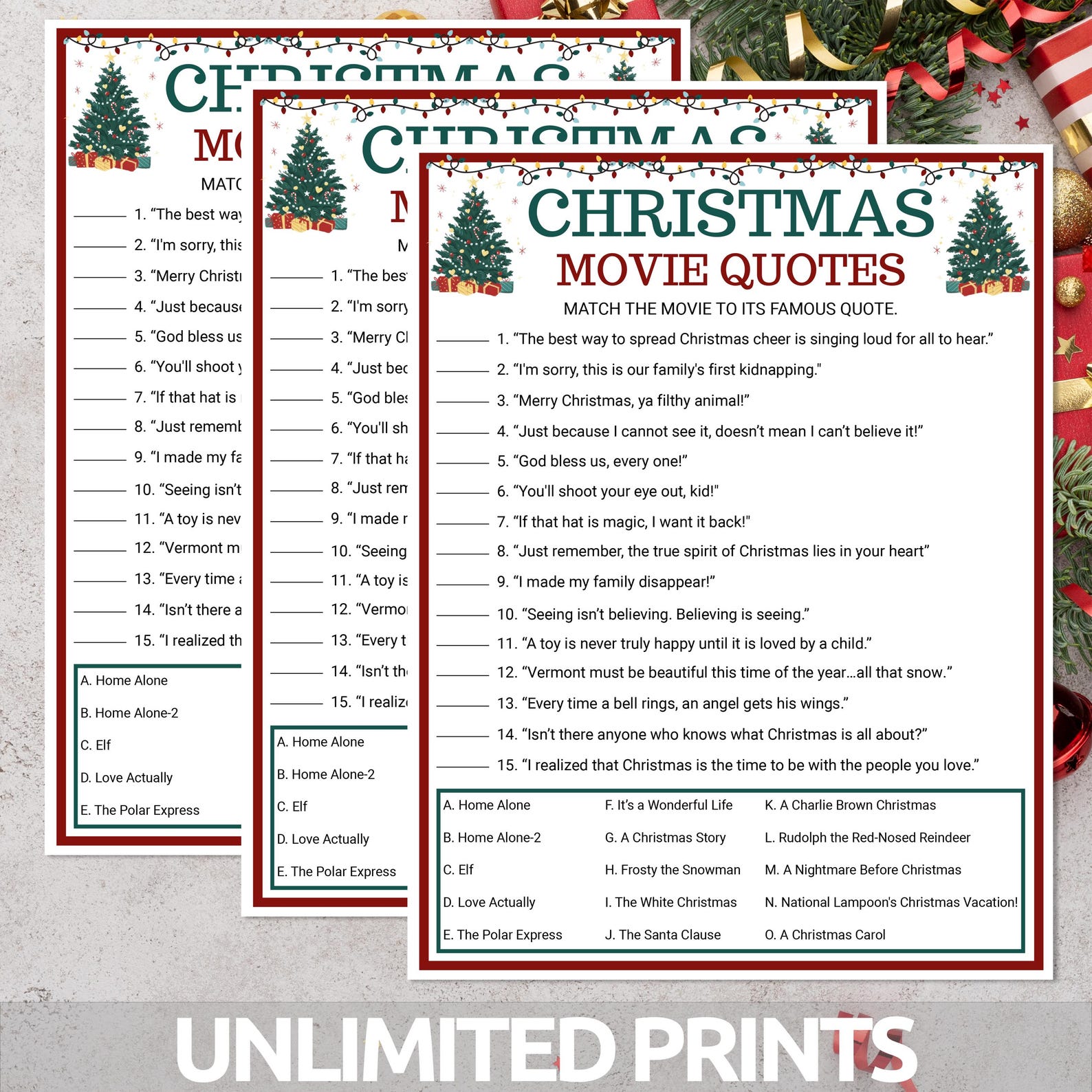 Christmas Movie Quote Trivia Game | Holiday Movie Quote Game ...