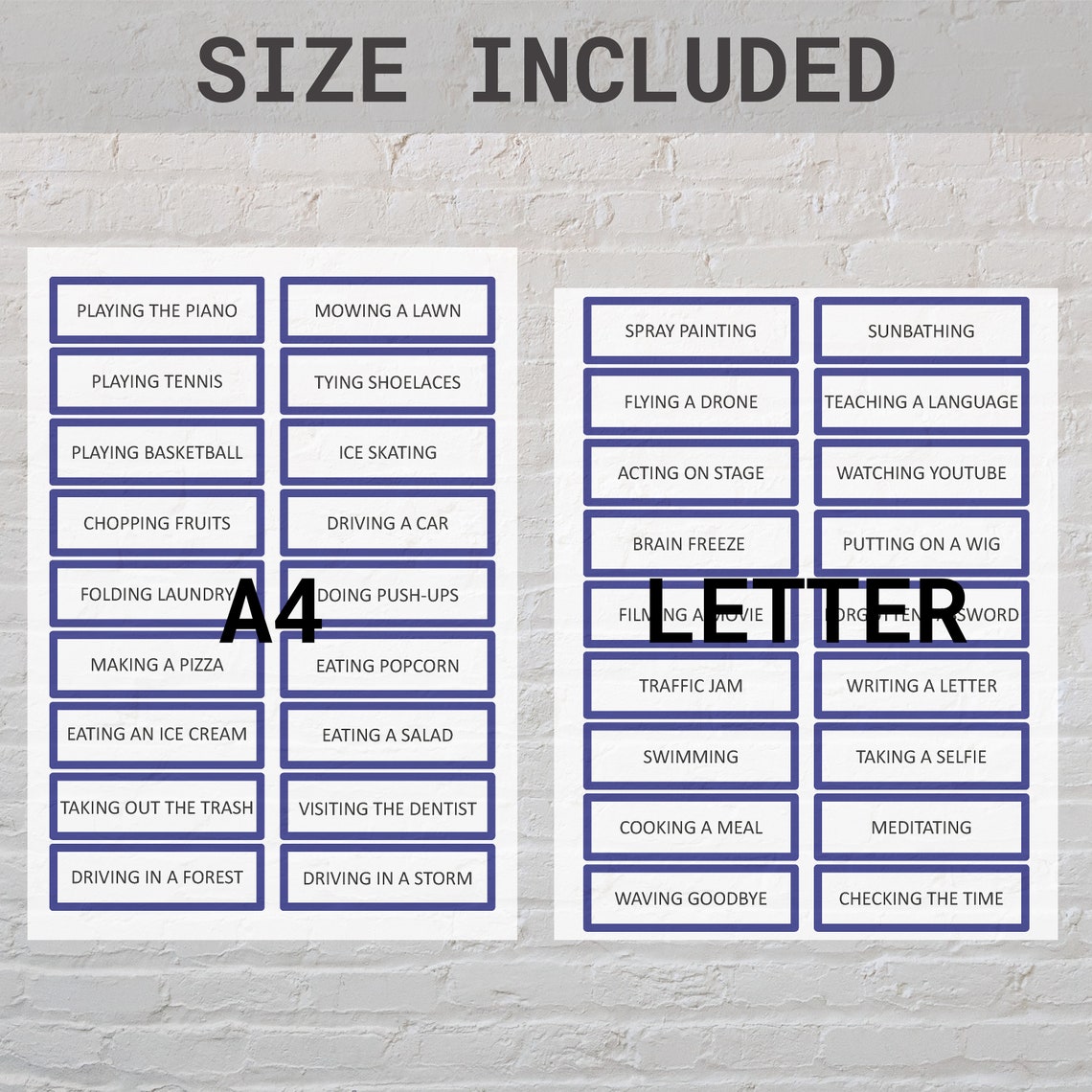 Printable Charades Game | Family Charades Game | Printable Charades for ...