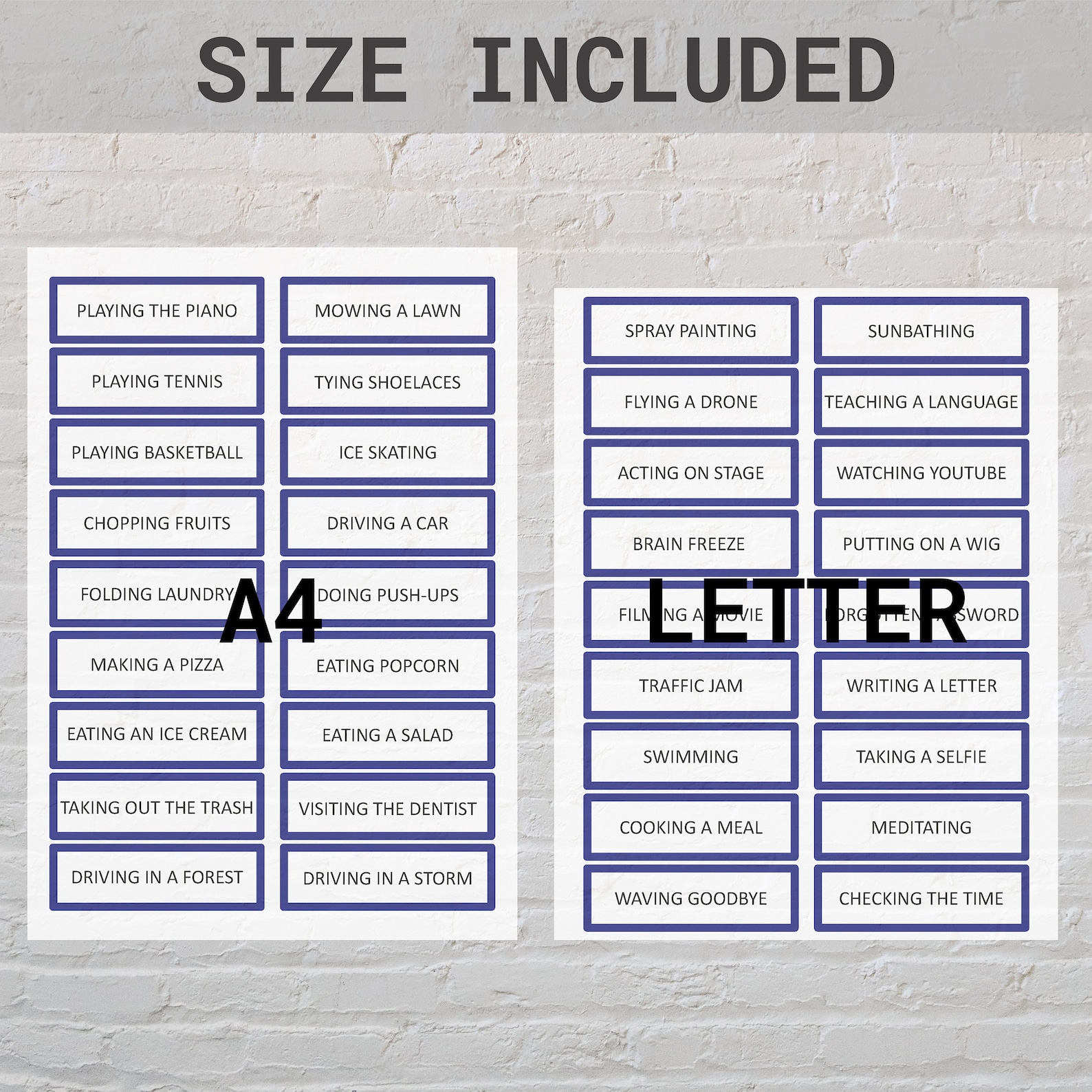 Printable Charades Game | Family Charades Game | Printable Charades for ...