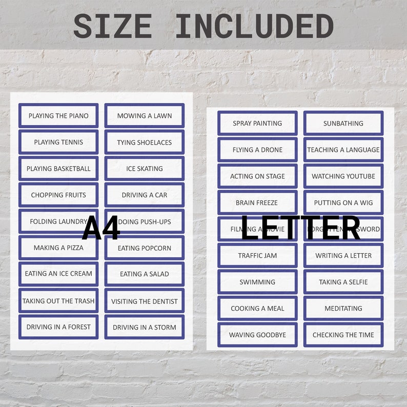 Printable Charades Game | Family Charades Game | Printable Charades for ...