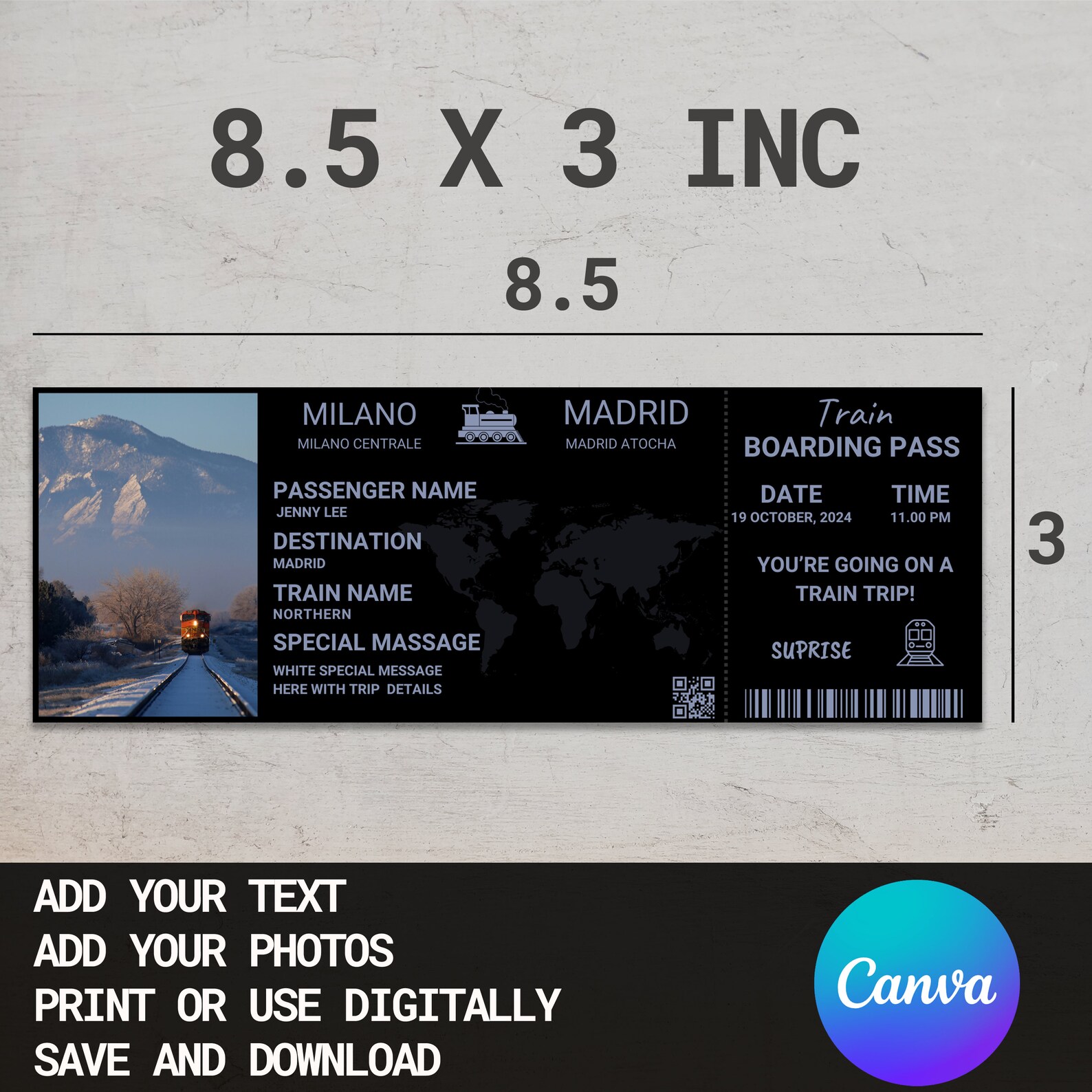 Train Ticket Template | Train Ticket | Editable Train Ticket Template ...