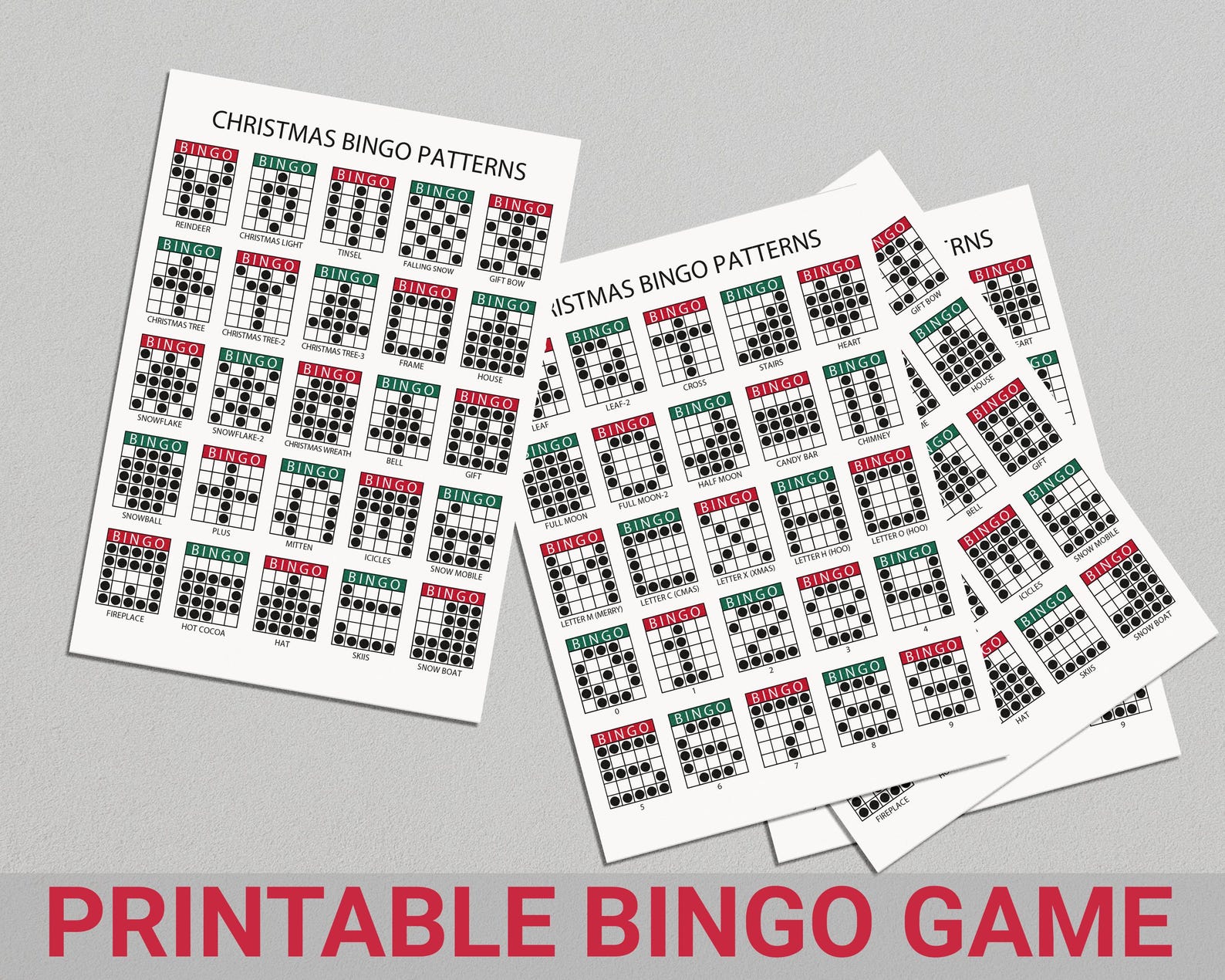 Christmas Bingo Patterns | Printable Christmas Bingo Party Game | 50 ...